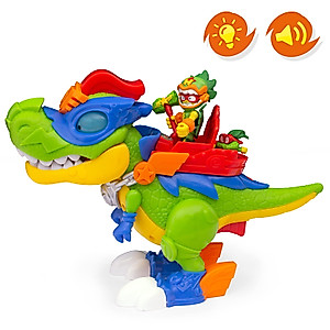 SUPERTHINGS RIVALS OF KABOOM Superdino H-Rex, Jointed Dinosaur Hero Lights and Sounds, Includes 1 Kazoom Kid and 1 SuperThing