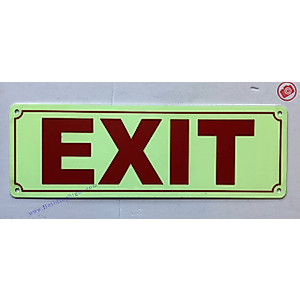 Photoluminescent EXIT SIGN/GLOW IN THE DARK EXIT SIGN (ALUMINIUM, 4x12 INCH,HEAVY DUTY, RUST FREE)