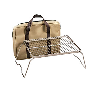 REDCAMP 13.6" Small Folding Campfire Grill, 304 Stainless Steel Firepit Grill Grate, Heavy Duty Portable Camping Grill with Carrying Bag for Outdoor Cooking Backpacking Hiking Picnics BBQ