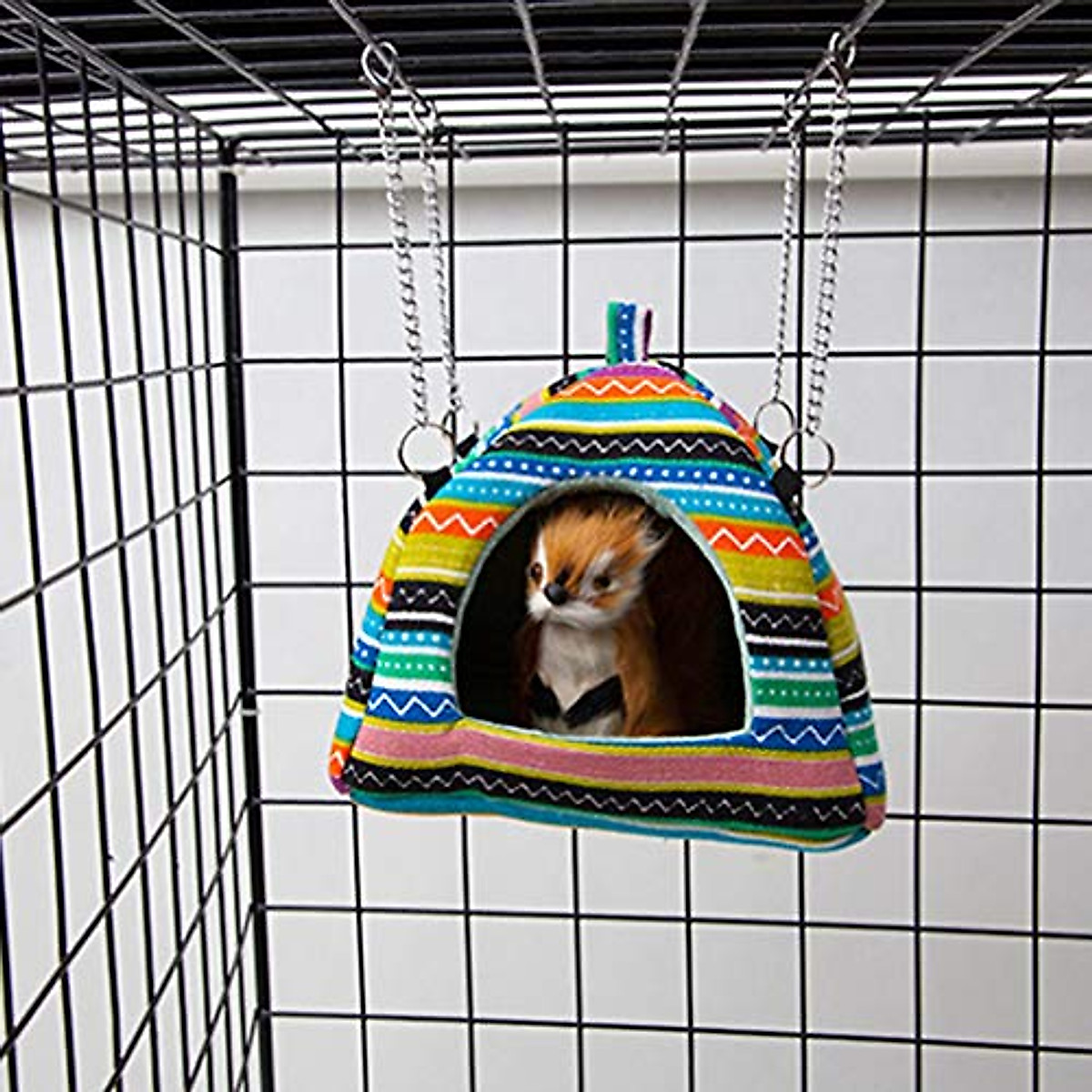 POPETPOP Adorable Guinea Pig House Bed - Warm Small Animals Winter Nest - Hamster, Hedgehog, Chinchillas, Squirrels, Guinea Pig Hanging Cage Cave Bed (Mongolia Style)