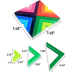 FANSUSENKE 12 Piece Building Blocks Toy Wooden Rainbow Stacking Nesting Building Game Geometry Creativity Nesting Educational Preschool Learning Toys for Kids 3D Puzzles