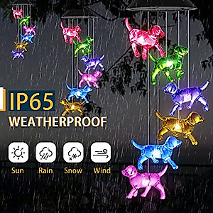 Dog Wind Chimes, Ousenone Solar Wind Chimes Color Changing Outdoor Unique Birthday Gifts for Women Gardening Gifts for mom Grandmother