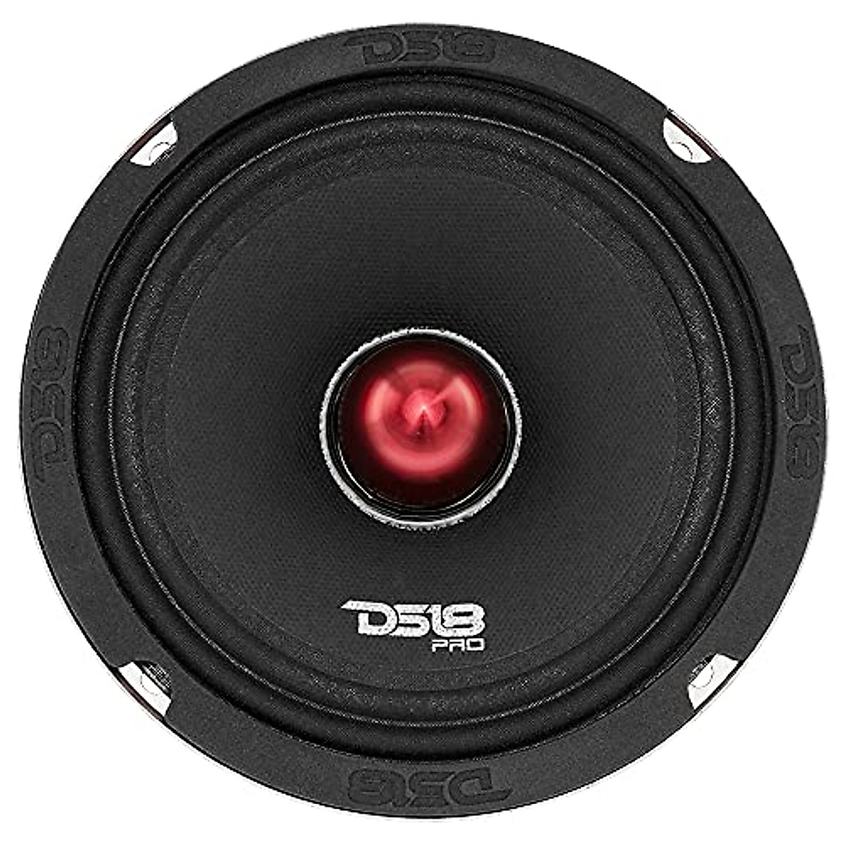 DS18 PRO-X6.4BM Loudspeaker - 6.5", Midrange, Red Aluminum Bullet, 500W Max, 250W RMS, 4 Ohms - Premium Quality Audio Door Speakers for Car or Truck Stereo Sound System (8 Speakers)