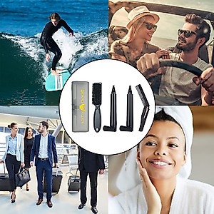 TIANWEI 2PCS Black Beard Pencil Filler for Men, Beard Filling Pen Kit - WaterProof, Long Lasting Coverage & Natural Looking -Easy Carry Plastic box-Beard Brush and Folding Comb Included