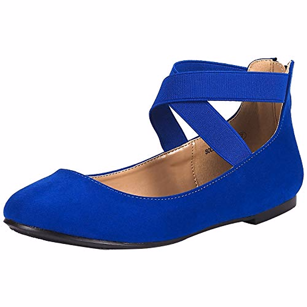 DREAM PAIRS Women's Sole_Stretchy Royblue Fashion Elastic Ankle Straps Flats Shoes Size 12 M US