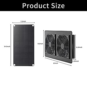 Aumotop 10W Solar Powered Dual Fan, Solar Vent Exhaust Fan High Speed Air Flow Outside Kit, Waterproof Outdoor Solar Panel Fans for Chicken Coops, Greenhouses, Sheds, Pet Houses, Windows