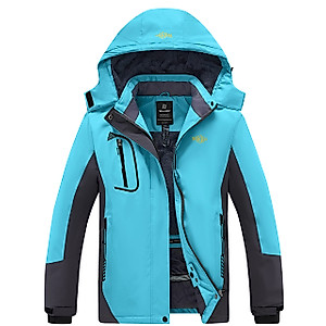 Wantdo Women's Waterproof Mountain Jacket Fleece Outdoor Coat US XL Blue X-Large