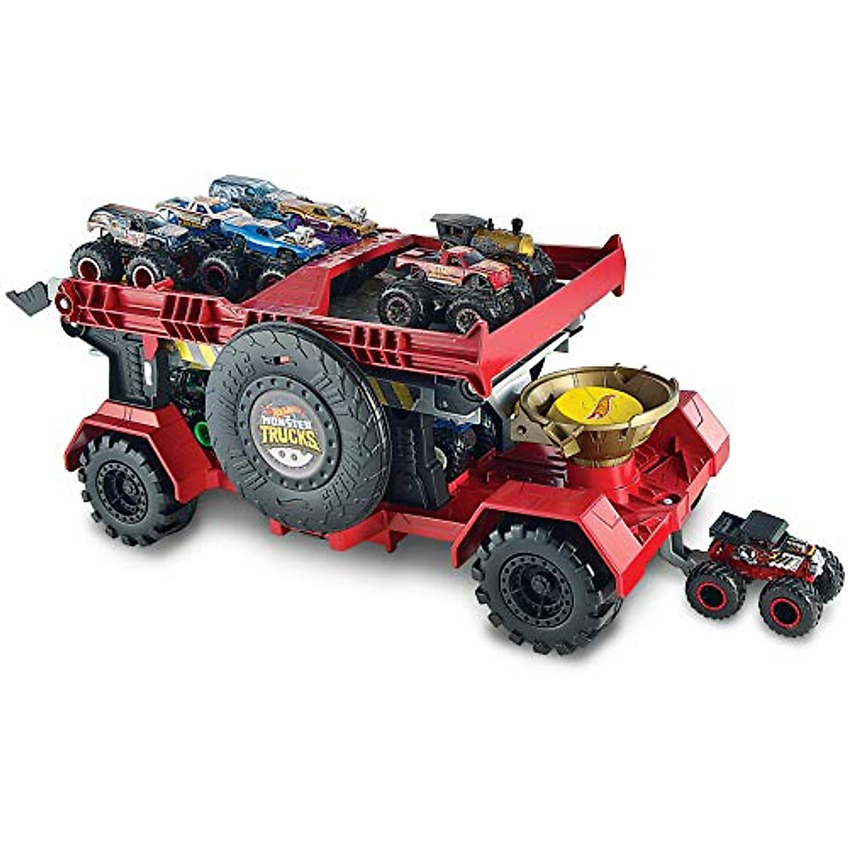 Hot Wheels Monster Trucks Down Hill Race & Go Playset with 1:64 Scale Bone Shaker Toy Truck & 1:64 Scale Toy Car