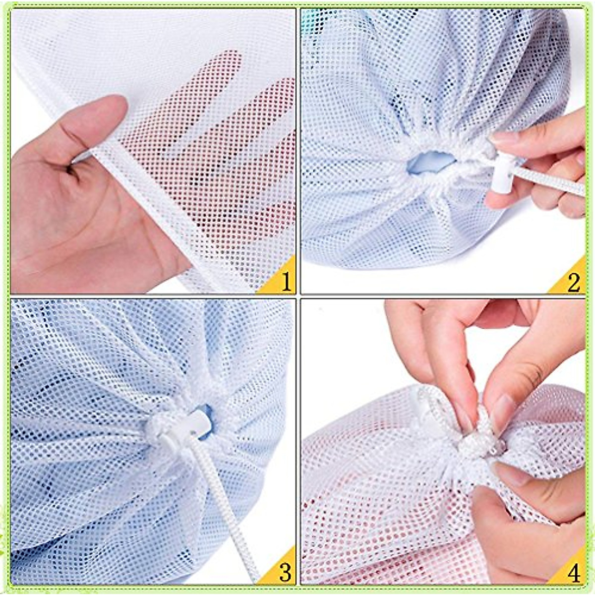 Large Mesh Drawstring Travel Laundry Bag Polyester White 1 Pack Durable,Reusable,Foldable,Heavy Duty Storage Hanging Apartment Commercial Wash Bag For Delicates Clothes,Dirty Garment,Socks,Blouse