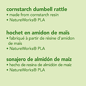 green sprouts Sprout Ware Dumbbell Rattle Made from Plants, Green, 3 Months+