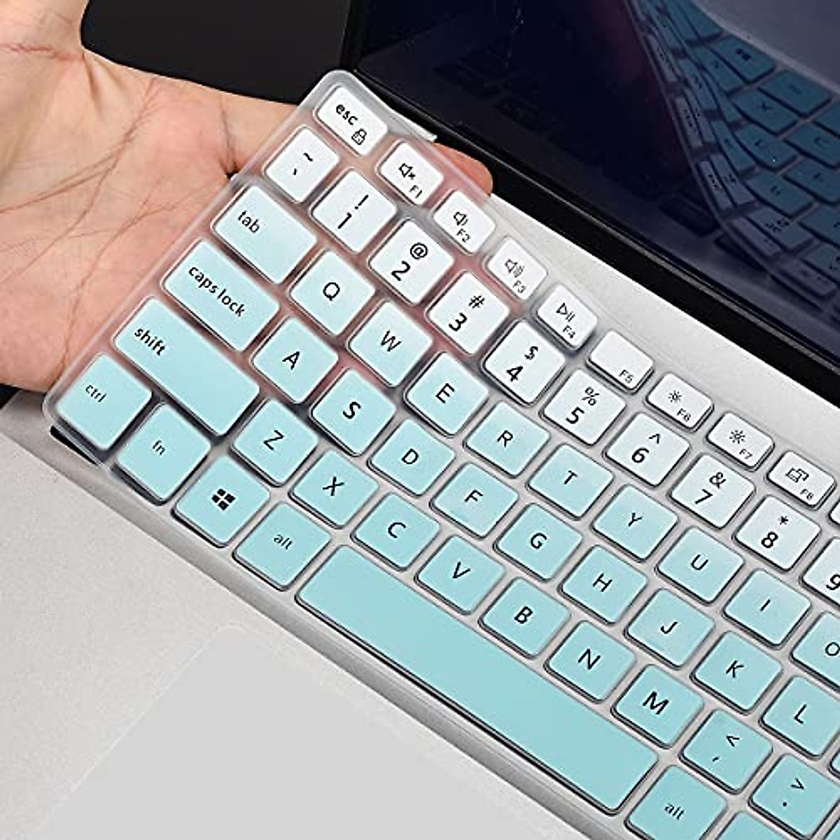 Keyboard Cover for Dell inspiron 15 17 3501 3502 3505 5501 5502 5505 5508 5509 5584 5590 5593 5594 5598 7500 7501 7506 7590 7591 7706 7790 7791, G15 5520 5525 5515 5510 Series Laptop - Gradual Mint