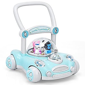 INFANS Baby Walker for Boys Girls, Activity Push Walker for Infants, Kids Early Educational Activity Center with Lights& Music, Learning Walking for Infants and Toddlers Over 12 Months (Blue)