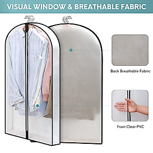 4 Pack - Dress Bags for Gowns Long W/ 4" Gussetes, 60'' Long Garment Bags for Gowns,Clear Garment Bags for Hanging Clothes, Dress Garment Bag for Storage and Travel - 24'' x 60''