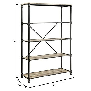 Acme Itzel 4-Tier Metal Frame Bookshelf in Sandy Gray and Oak