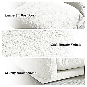 Luoxiao Modular Sectional Sofa 3 Seater Sectional Couch Luxury Modern Cloud Couch Oversized Convertible Sofa Fluffy Boucle Floor Sofa for Living Room, Apartment, White 3 Seater Seat