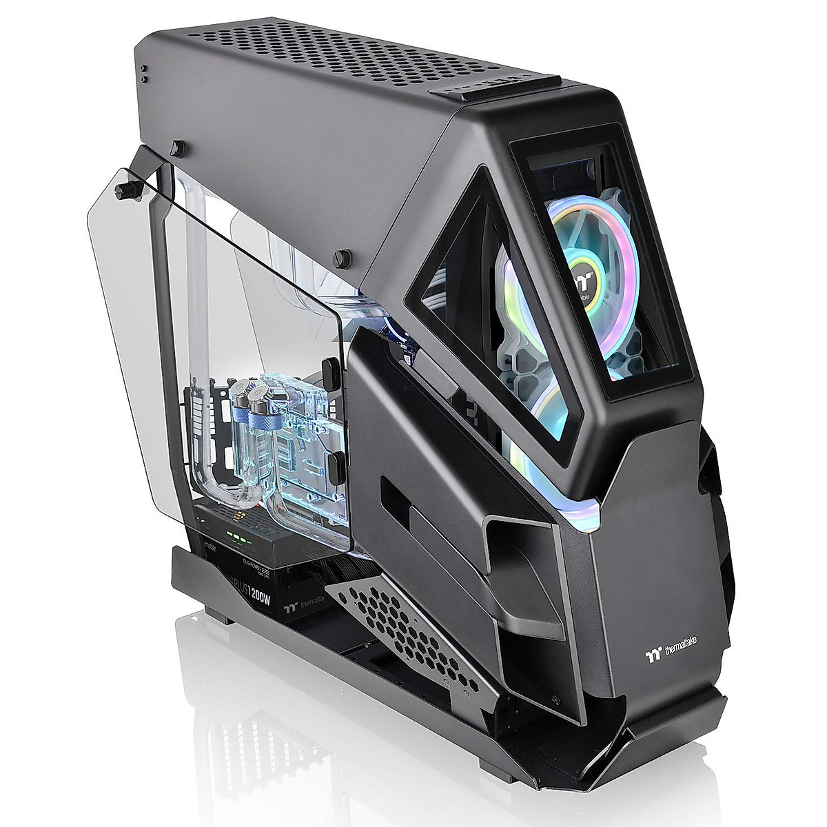 Thermaltake AH T600 Helicopter Styled Open Frame Tempered Glass Swing Door E-ATX Full Tower Case CA-1Q4-00M1WN-00