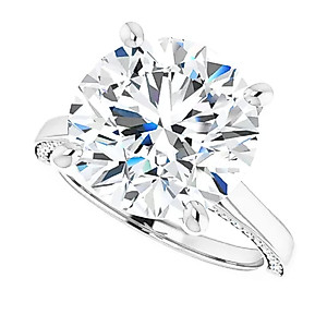JEWELERYIUM Round Brilliant Cut 6 Carat, Colorless Moissanite Engagement Ring, Wedding/Bridal Ring Set, Solitaire Halo, Antique Anniversary Promise Ring Gift for Her (7.5)