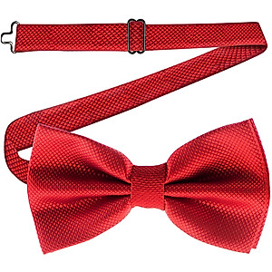 Man of Men Red Bow Tie, Red Bow Ties for Men - Pre-Tied Formal Tuxedo Bowtie - Adjustable Length - Huge Variety Colors Available (Red)