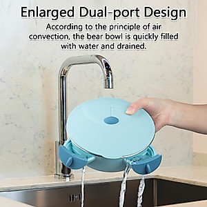 ufengke Stainless Steel Baby Feeding Bowl, Toddler Suction Plate with Lid Spoon and Fork, Perfect for Children (Blue)