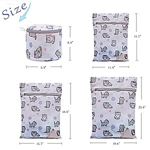 Xducom Mesh Laundry Bags,Set of 7 Delicate Laundry Bag for Washing Machine,Clothing Washing Bags with cat Prints,Garment Bags for Laundry,Lingerie Bag,Travel Storage Organize Bag (CAT)