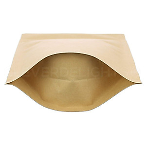 CleverDelights Kraft Stand Up Pouches - 8oz - 50 Pack - 6" x 9" x 3"
