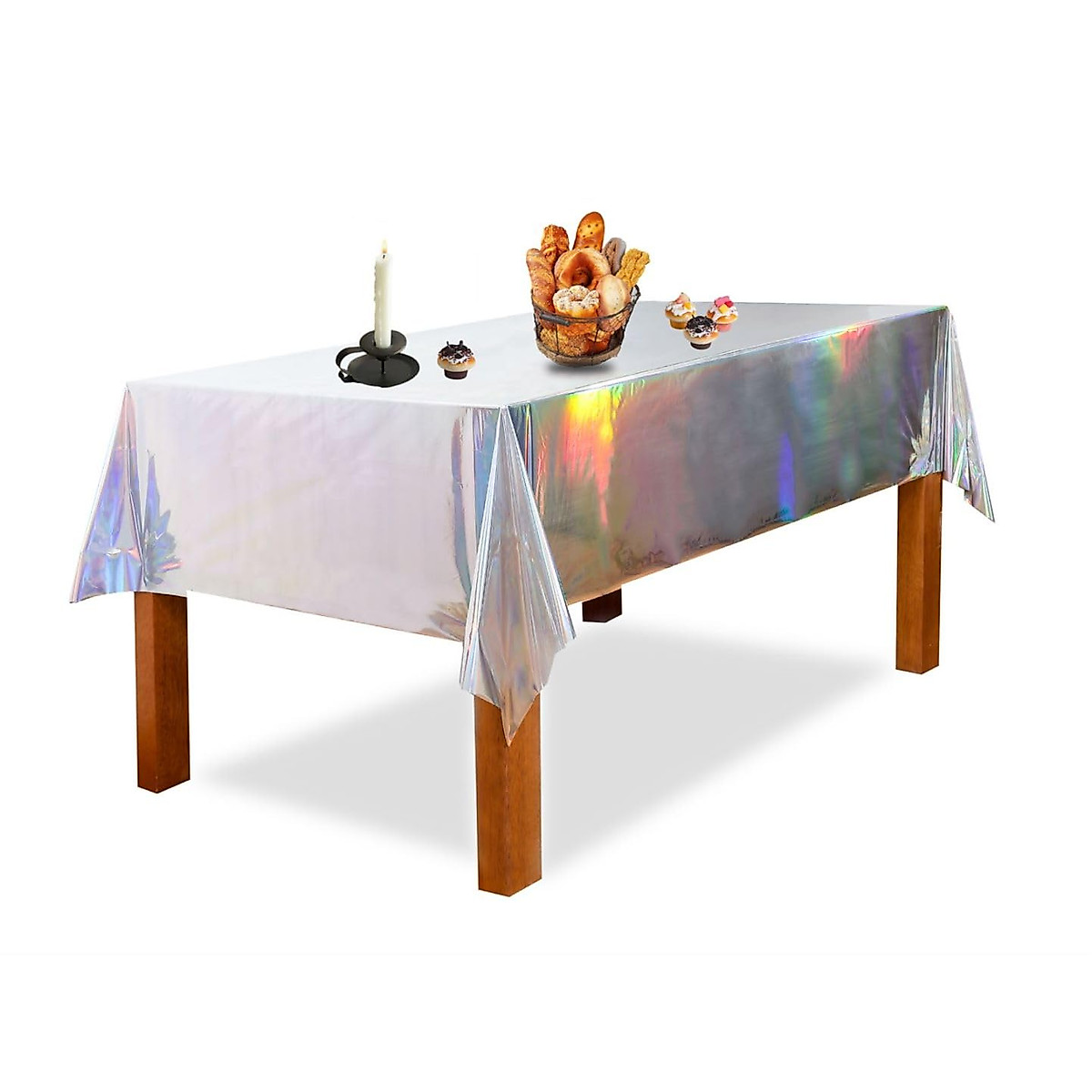 GOQAGA 8 Pack Rainbow Plastic Tablecloth Colorful Rectangle Birthday Party Woman Bride Wedding Birthday Table Cloth Christmas Decorations Disposable Laser 54" x108"