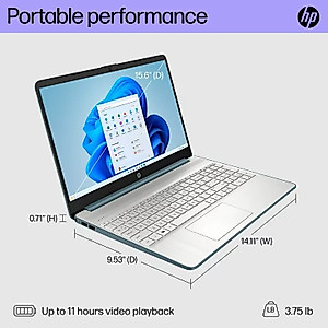 HP 2023 15.6 inch HD Lightweight Laptop, Intel Core i3-1115G4, 20GB RAM, 1TB SSD, Intel UHD Graphics, Windows 11 Home in S Mode, Spruce Blue