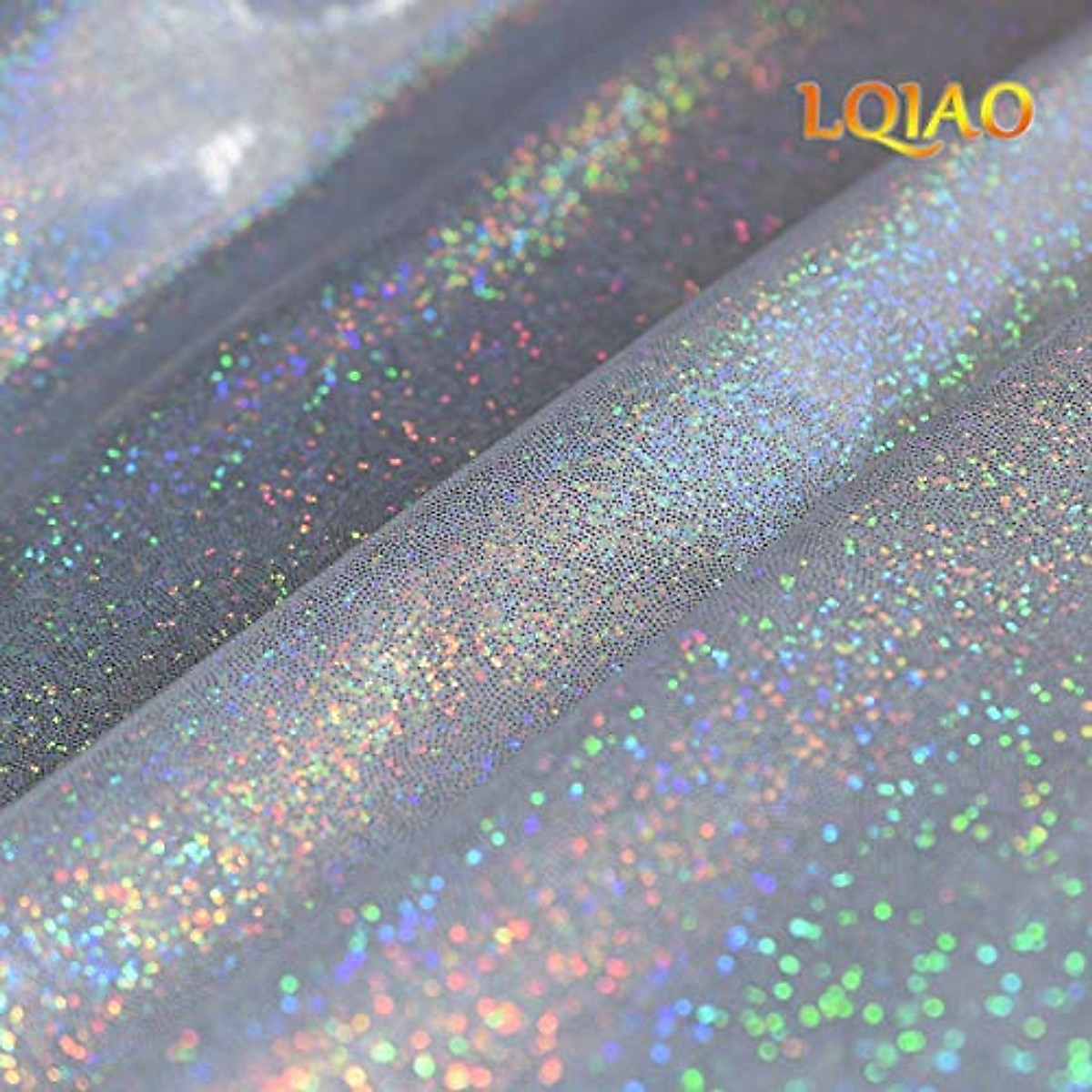 LQIAO Bling Laser 5x7ft Silver Backdrop Holographic Fabric Background Shimmer Photography Booth Photo Background Props Curtain/Backdrop Makeup Vides Shooting Bling Teenage Heart