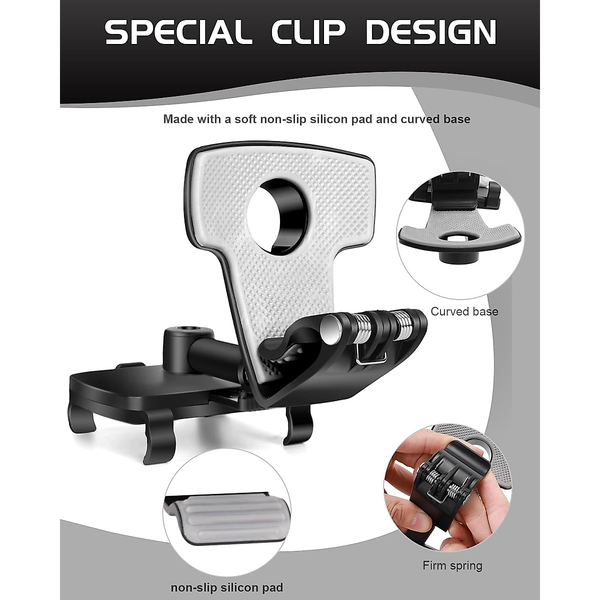 Bawyot Car Phone Holder for Dashboard 360 Degree Rotation Multifunctional One Hand Operation Clip Design Phone Mount Compatible with 4-7 inch Smartphones