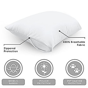 AllerEase 100% Breathable Cotton Pillow Protector for Sleeping, King 36" x 20" (Pack of 1) 2 Count