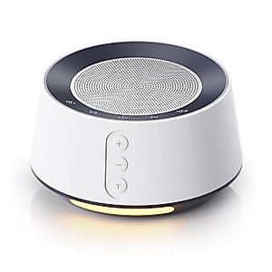 White Noise Machine, 14 Soothing Sounds and Warm Night Light for Sleeping, 5 Timers and Memory Feature Plug in Sound Machine for Baby, Adults,White