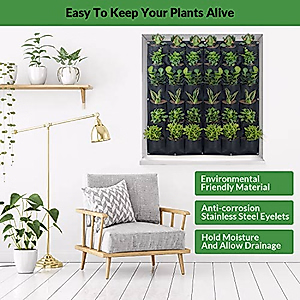 HilarityMax 36 Pocket Vertical Planter with Gloves and Guide for Indoor and Outdoor Gardening, Breathable Felt Grow Bag for Herbs, Vegetables, Flowers, Succulents, and Plants, Patio Wall Decor