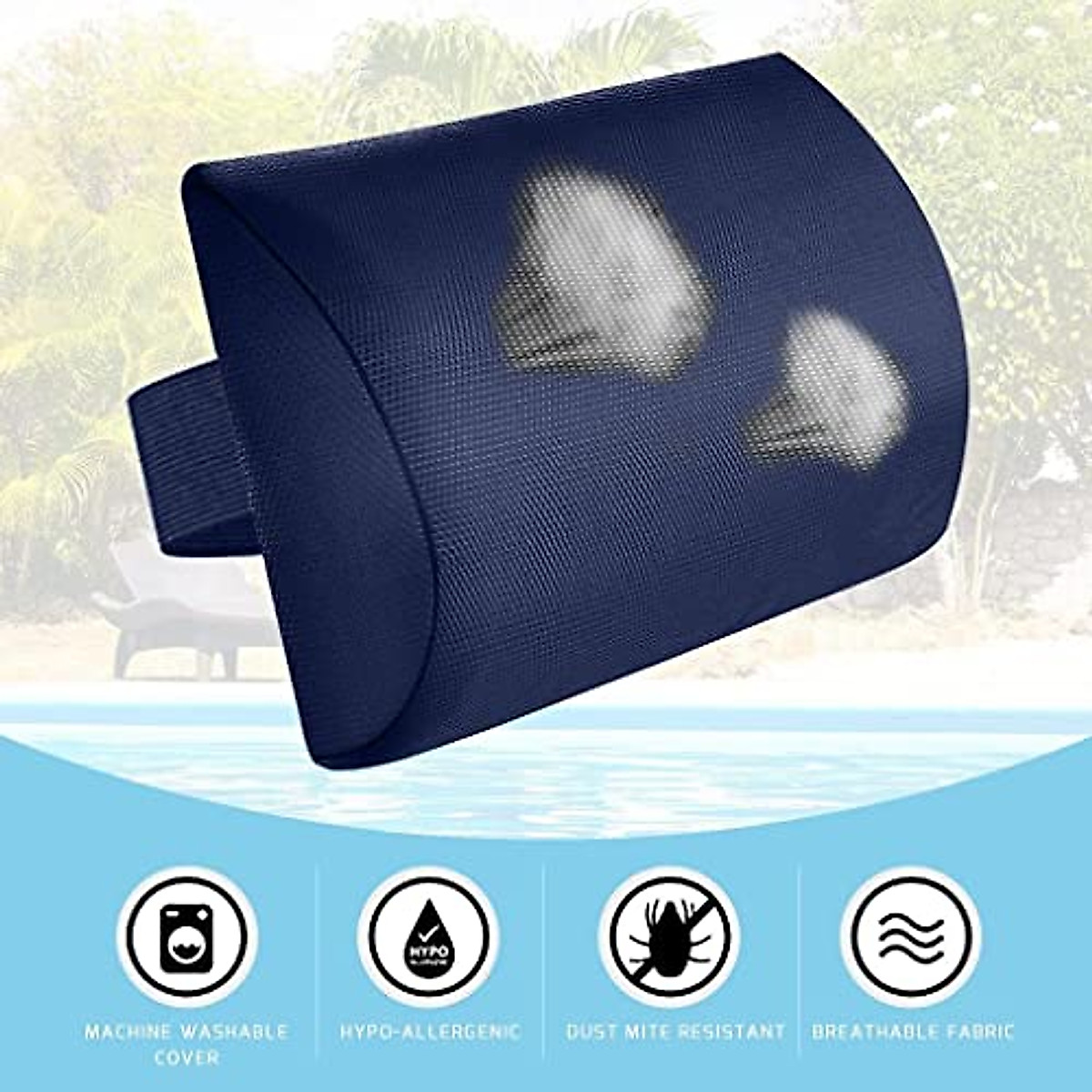 freneci Soft Pillow Cushion Headrest Headrest Cushion with Elastic Band for Chairs - Black+Gray