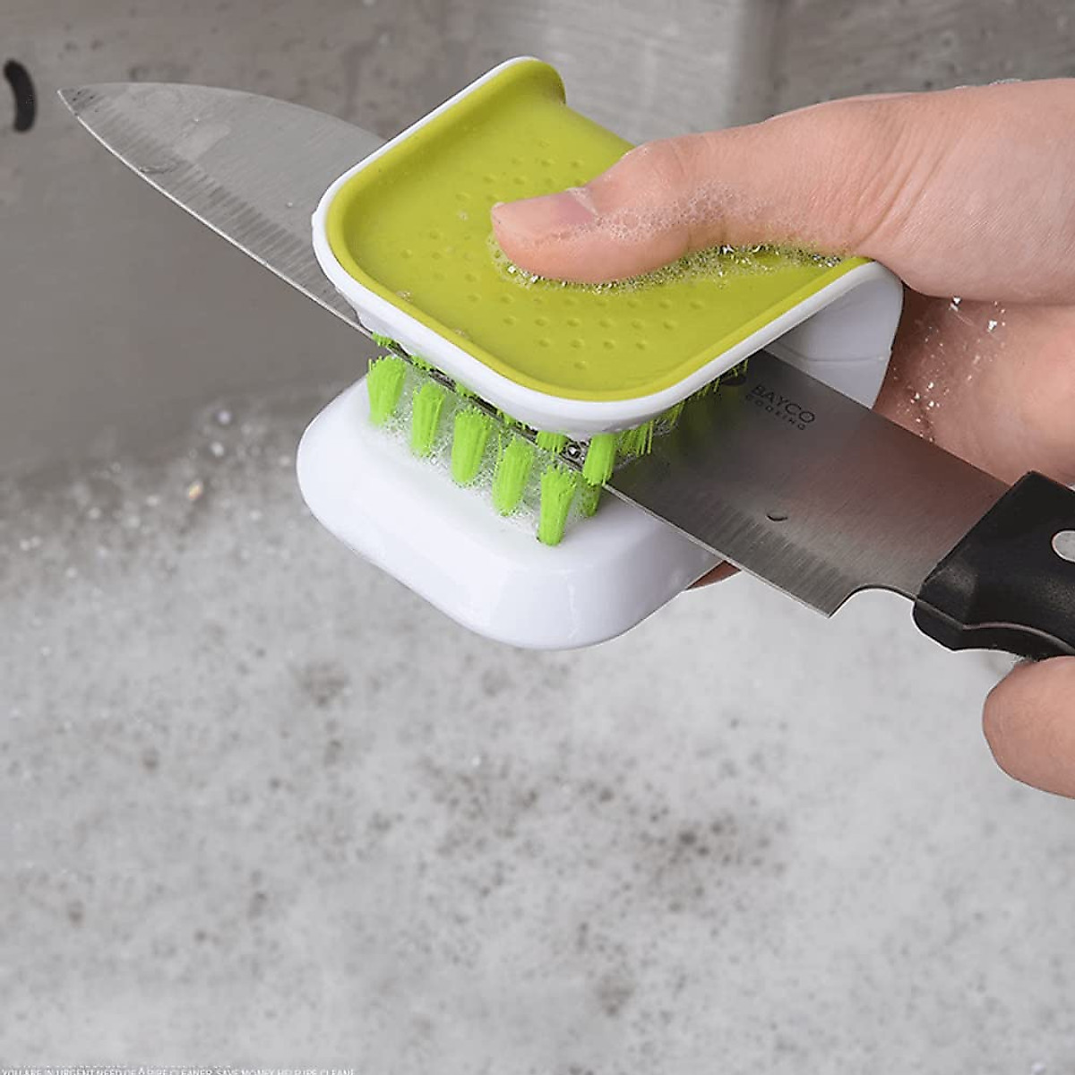 TOSSPER 1 Set Cutlery Cleaner Silverware Scrubber for Inside The Sink Utensil Scrubber with Suction Cups, Blue