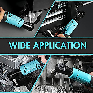 DURATECH Cordless Electric Ratchet Wrench Set, 48 Ft-lbs 3/8" 12V Power Ratchet Wrench with 2PCS 2.0Ah Li-Ion Battery, 1 Hour Fast Charger, 8PCS Sockets, Extension Bar, Adaptor, Variable Speed Trigger