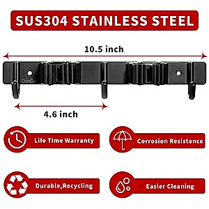 DunGu 2 Pack Broom Holder Wall Mounted Heavy Duty for Outside Mop Gripper Broom Bracket Mop Rack Holds Garden Tools,Broom Holder, Mop Hanger, broom Wall Holder,Shovels,Rakes,Brooms