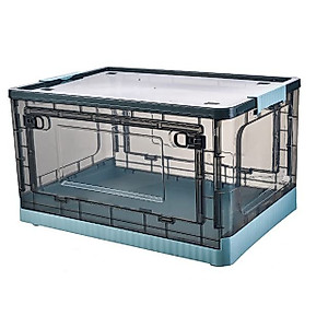 Foldable plastic storage box - 56 Liter (Large - 3 set combo (Yellow, Green, White), Transparent)