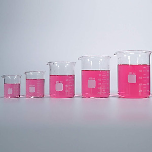 Glass Measuring Low Form Beaker Set and 9pcs Glass Stir Sticks Glass Stirring Rod