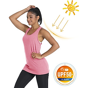 TACVASEN Tank Tops for Women UPF 50+ Lightweight Breathable Crewneck Tank Top Undershirts Racerback Tees Athletic Shirts Pink