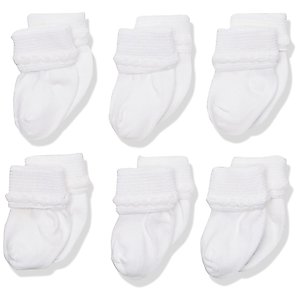 Jefferies Socks Baby Newborn Bubble Stitch Rock-a-bye Bootie 6 Pair Pack Socks, White, Newborn