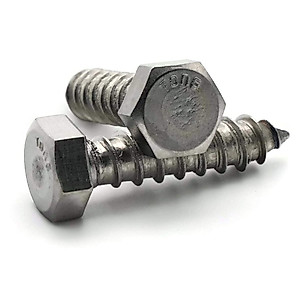 Stainless Steel Lag Screws Hex Head Lag Bolts 1/4 inch x 1-1/4 inch Qty 100