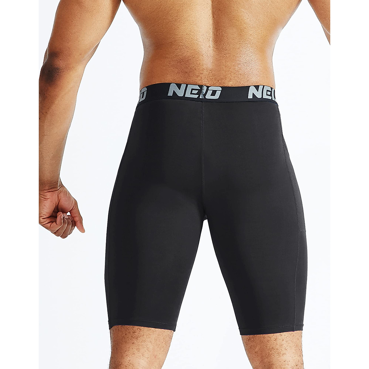 NELEUS Men's 3 Pack Compression Shorts with Pockets Dry Fit Yoga Running Shorts,6063,Black/Black/Black,US L,EU XL