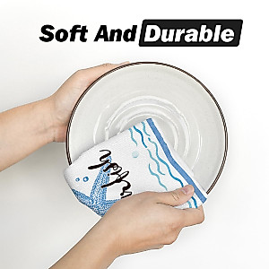 Artoid Mode Starfish Scallop Ocean Theme Summer Kitchen Towels Dish Towels, 18x26 Inch Seasonal Decoration Hand Towels Set of 4