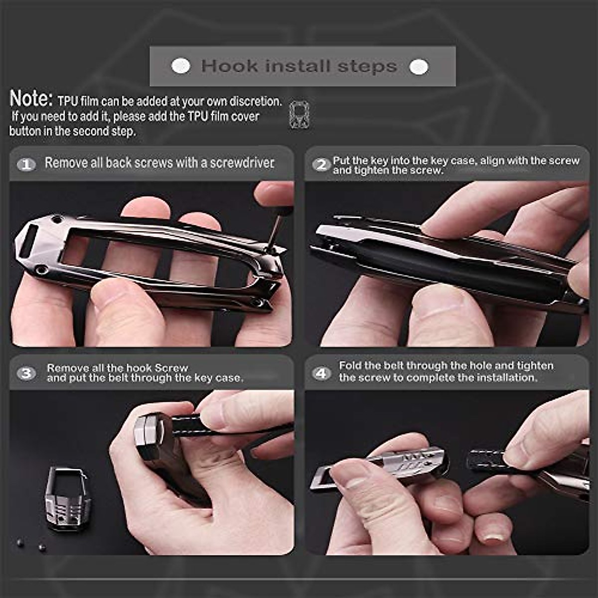 K LAKEY Car Key Fob Cover,Compatible with Audi Remote Key A4 RS4 A5 F5 S5 RS5 A6 A7 C8 A8 Q5 FY Q7 4M TT TTS TTRS R8 Smart Keyless Entre Key Fob,Armor Key Fob Case Protector Jacket with Buckle Black