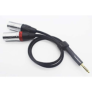 Youkamoo 4.4mm to Dual XLR Male Balanced Audio Headphone Adapter Silver Plated Cable 1 FT 0.3M