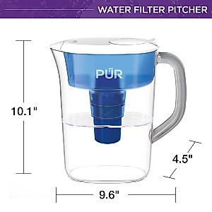 PUR Water Filter Pitcher Filtration System, 7 Cup, Clear/Blue