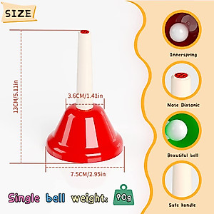 GuangTao King Hand Bells Set 8 Note Musical Bells with Colorful Songbook for Toddlers Children Kids Adults School Church Classroom Wedding