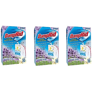 DampRid FG83LV Hanging Moisture Absorber Lavender Vanilla KPghdL, 3Pack (3 Pack, Lavendar)