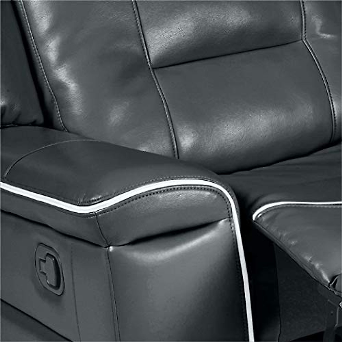 Homelegance Darwan 88" Leather Gel Double Reclining Sofa, Dark Gray