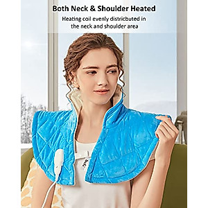 Heating Pad, Weighted Heating Pad for Neck and Shoulder Pain Relief, 2.7lb Electric Heated Neck Shoulder Wrap for Deep Pressure Heat Therapy， 8 Heat Settings， 12 Auto-Off with Countdown